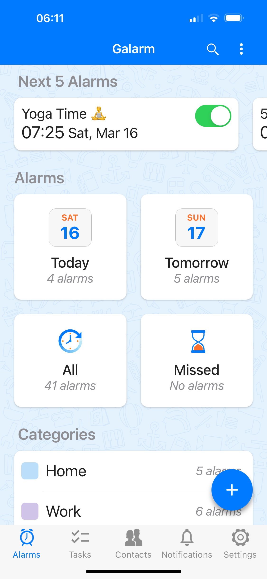 Sorting and ordering of alarms – Galarm