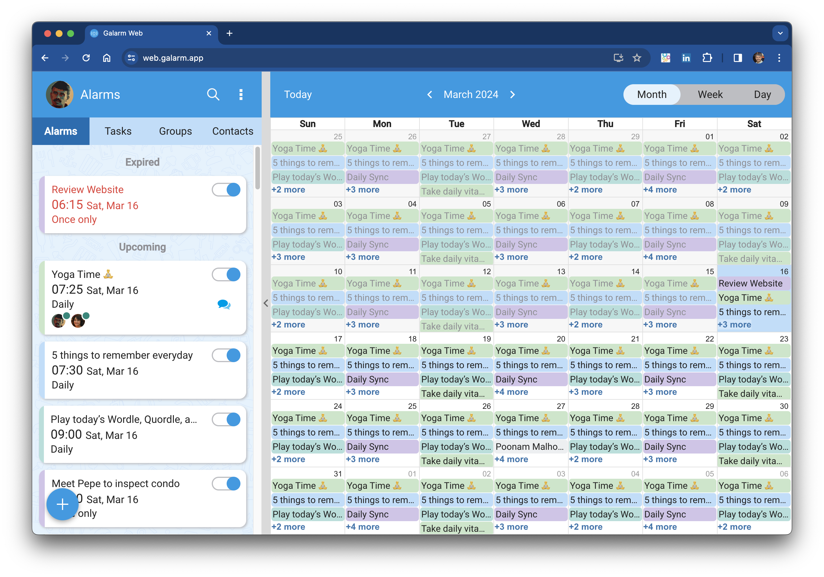 Sorting and ordering of alarms – Galarm